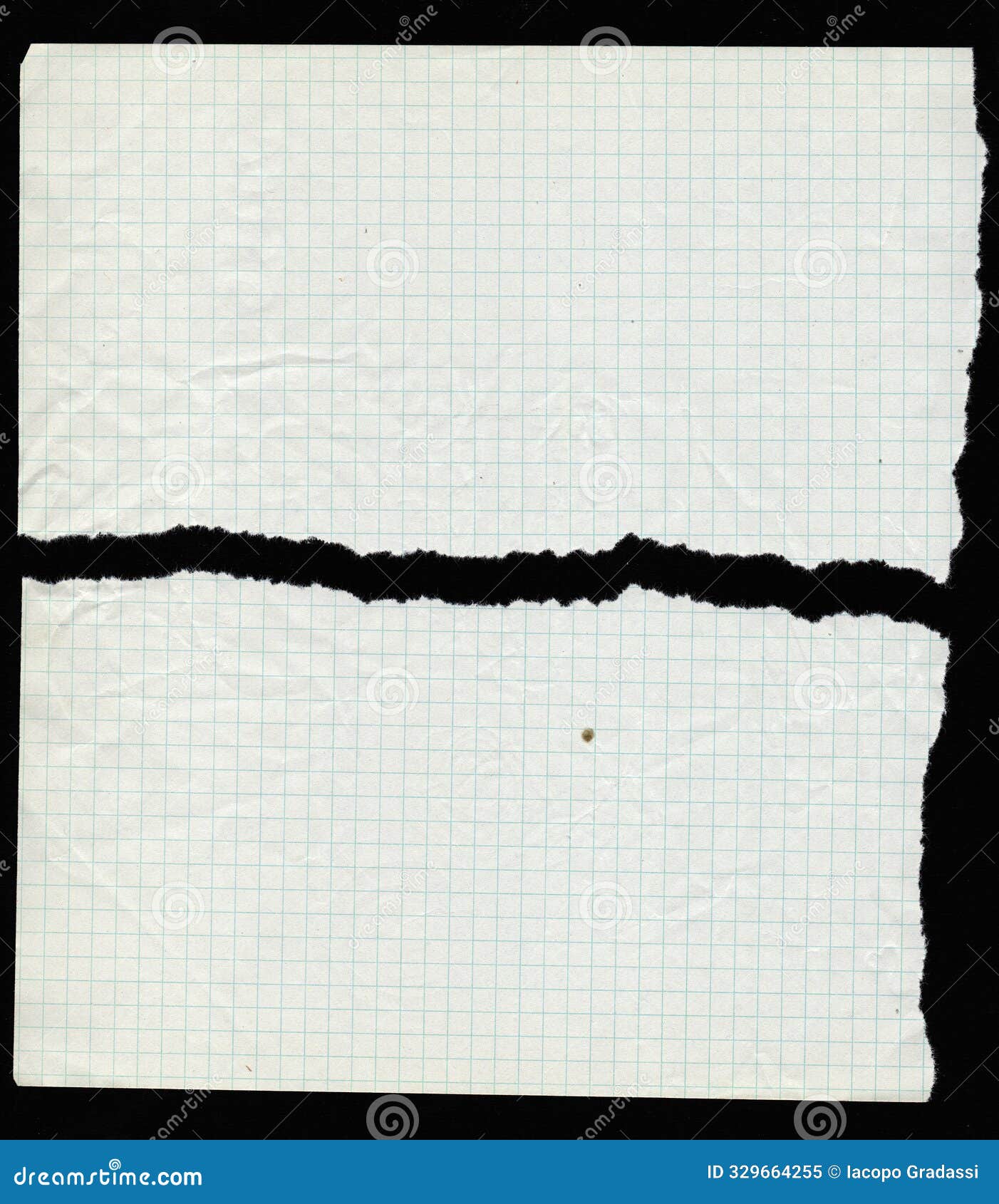 Torn and Creased Old Notebook Page with Square Grid Stock Illustration ...