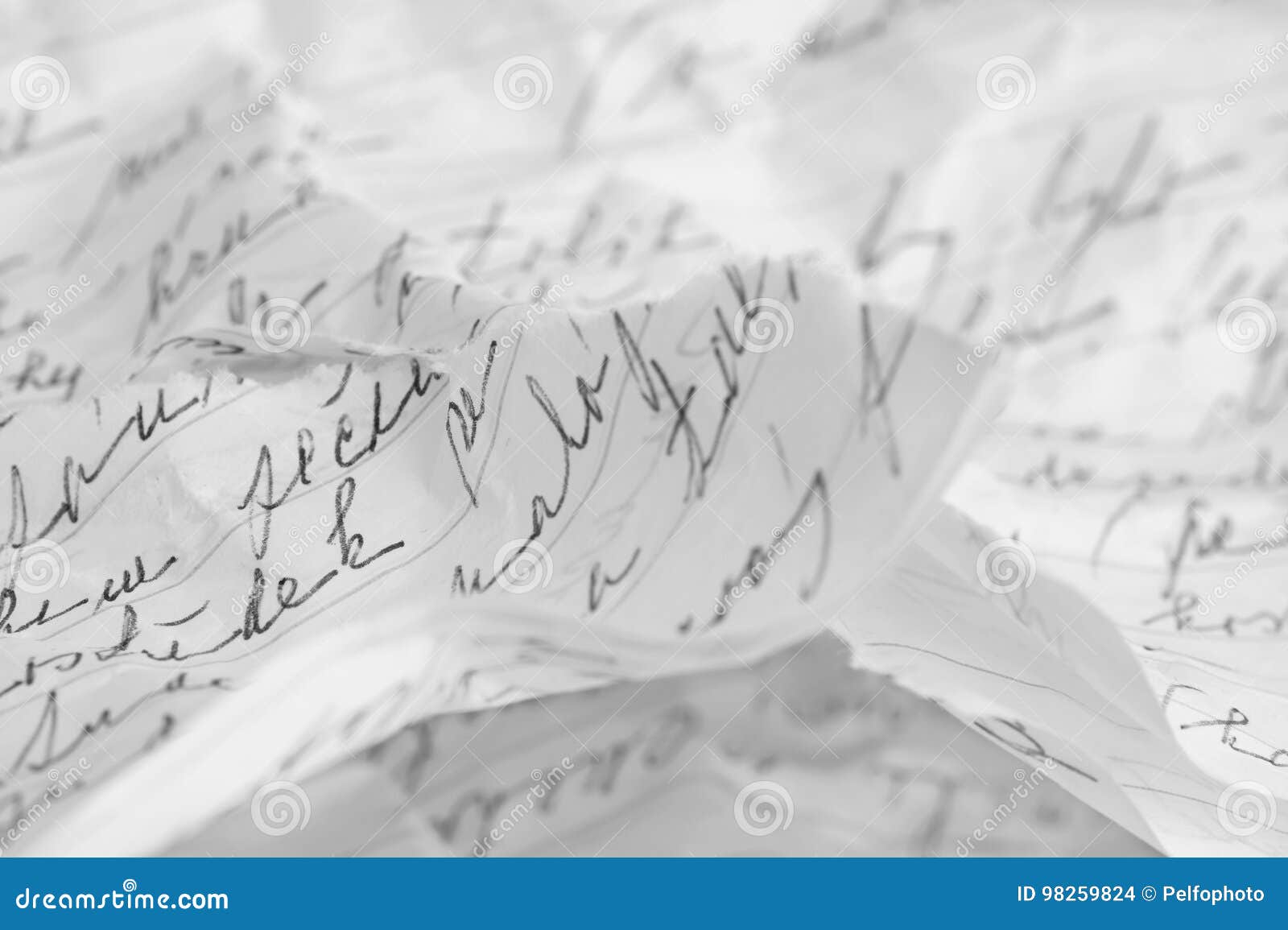 Torn and Crumpled Handwritten Message Stock Photo - Image of epistolary ...