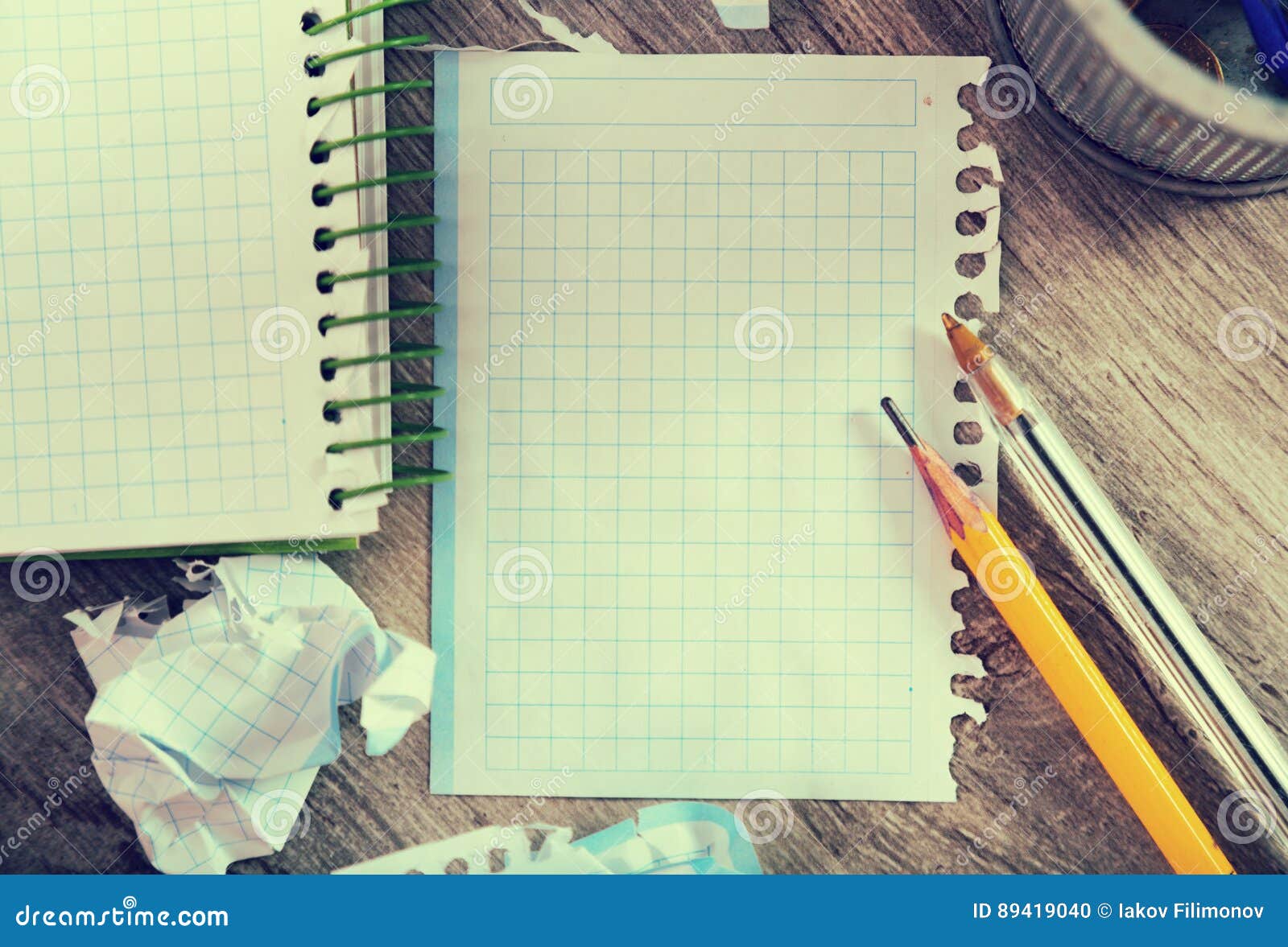 Torn Crumpled Notebook Sheet Stock Photo - Image of page, disorder ...