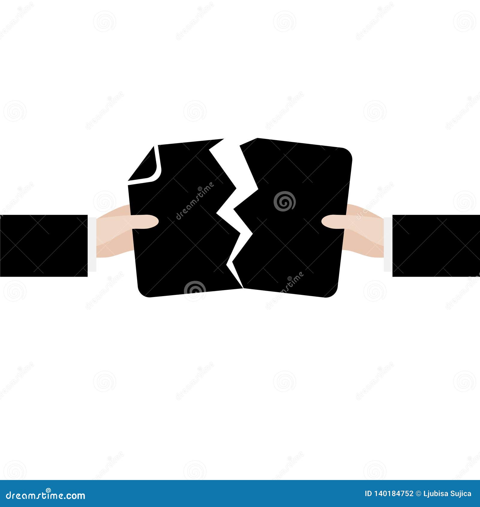 Torn Document, Cancellation Of Contract Or Agreement Sign Vector ...