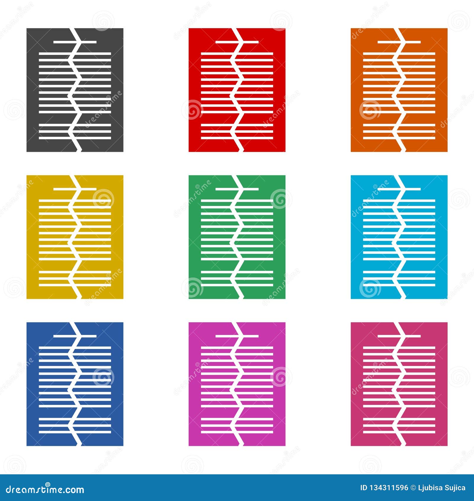 Torn Document Icon or Logo, Color Set Stock Vector - Illustration of ...