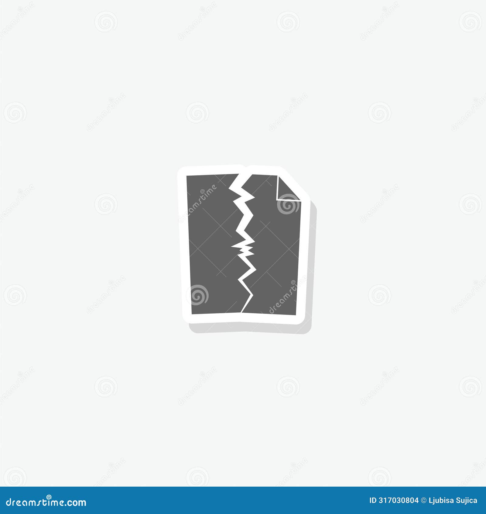 Torn Document Icon Sticker Isolated on Gray Background Stock ...