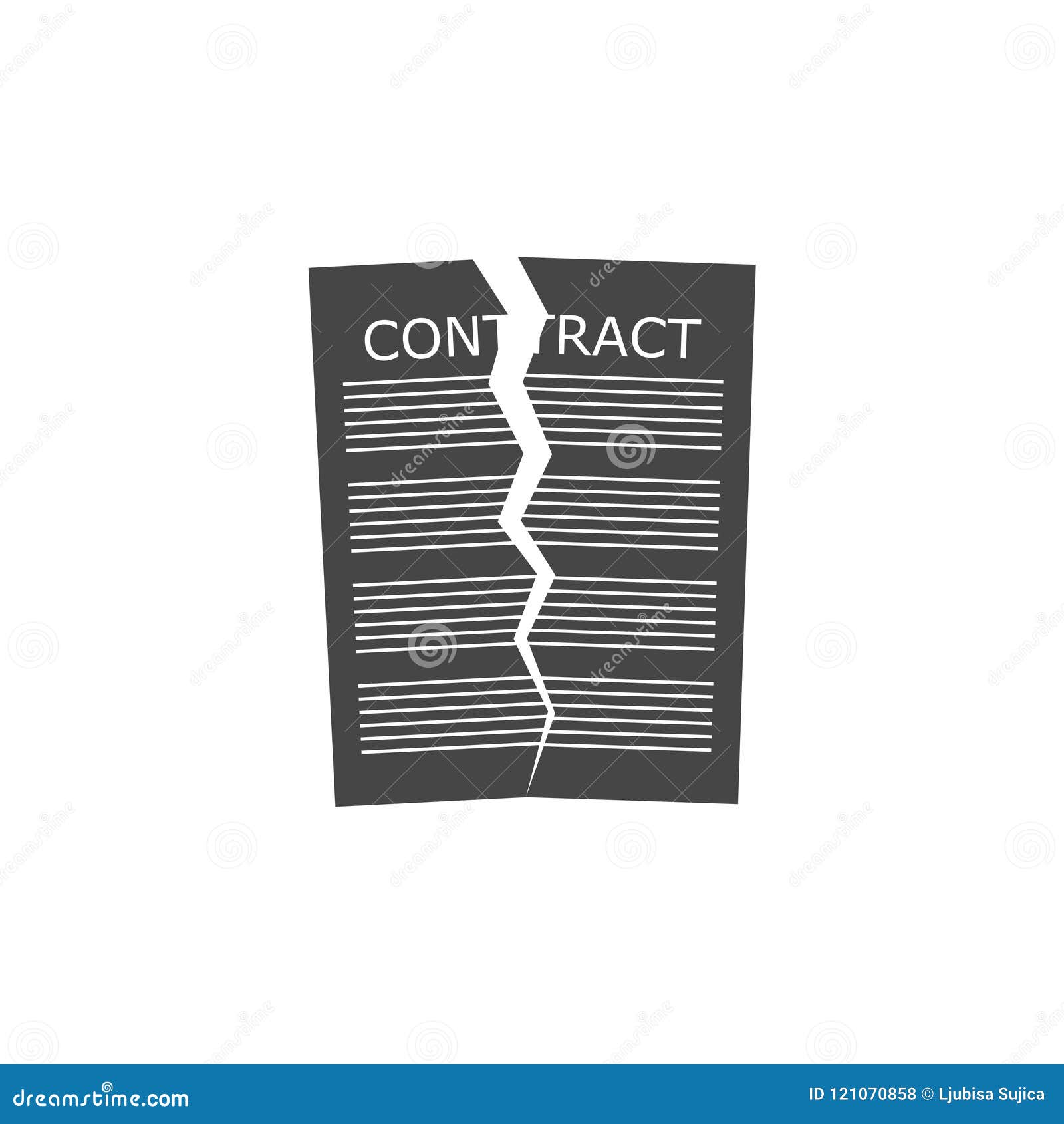 Torn Document, Cancellation Of Contract Or Agreement Sign Vector ...