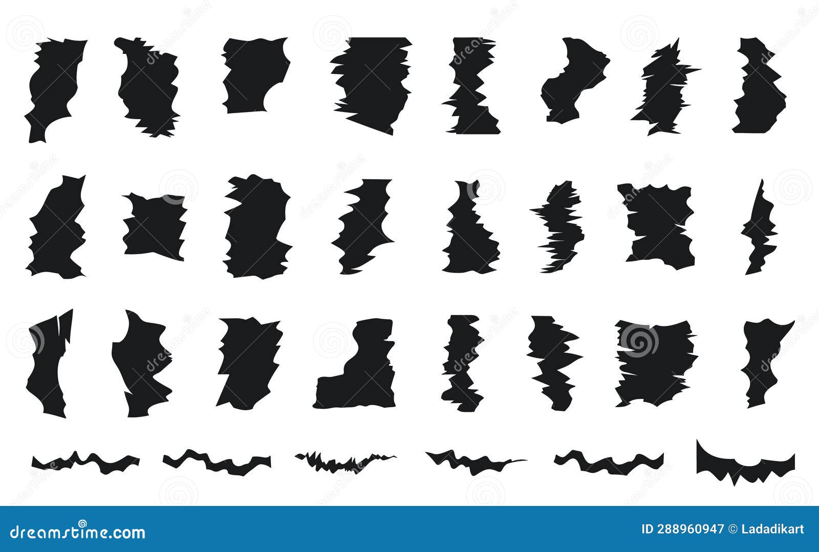 Torn Edges Black Collection. Isolated Grunge Design Elements, Abstract ...