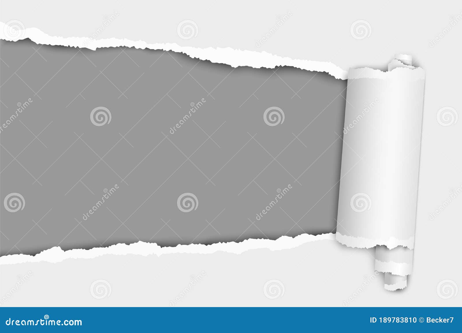 Torn Elongated Hole from Left To Right in White Paper with Paper Curl ...