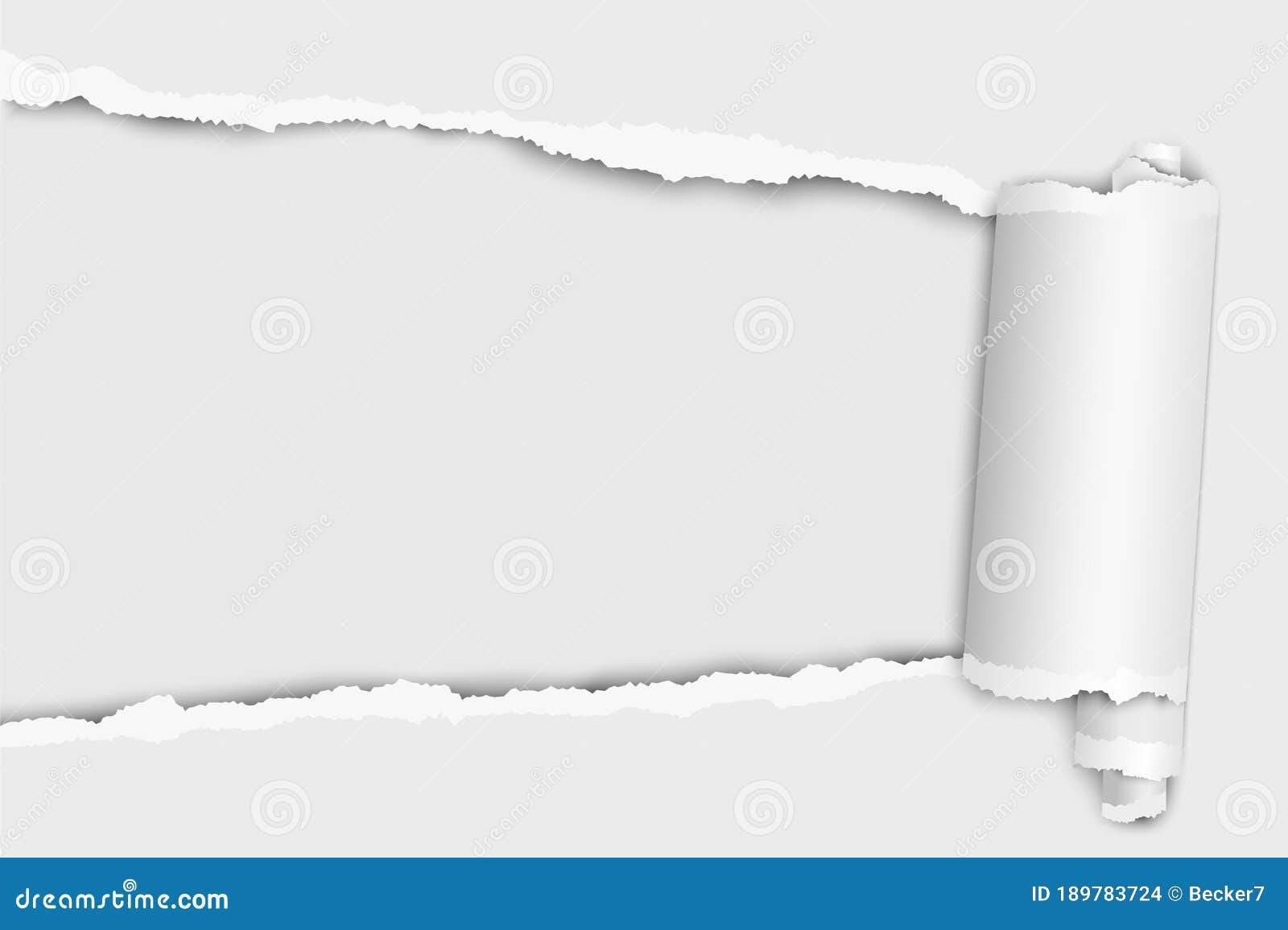 Torn Elongated Hole From Left To Right In White Paper With Paper Curl ...