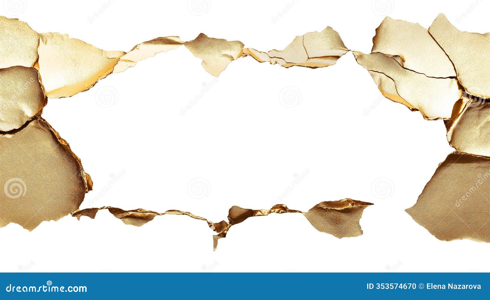 Torn Gold Paper Border on White Background Design Stock Photo - Image ...