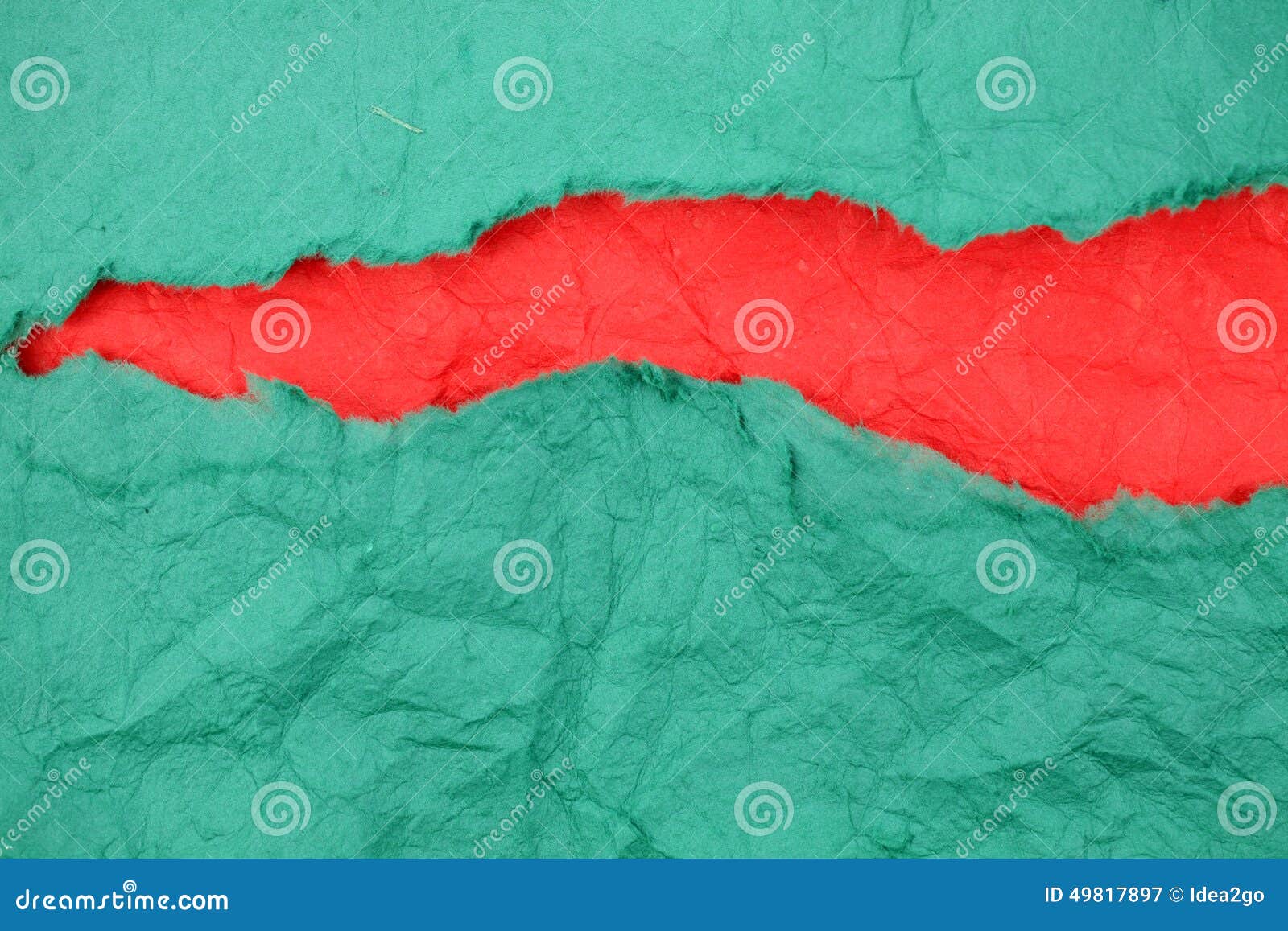 Torn Green Paper with Red Paper Inside Stock Image - Image of riped ...