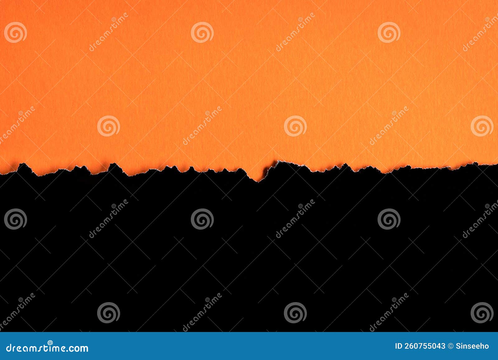 Torn Half Sheet Black Paper Horizontal on Orange Paper at the Bottom ...