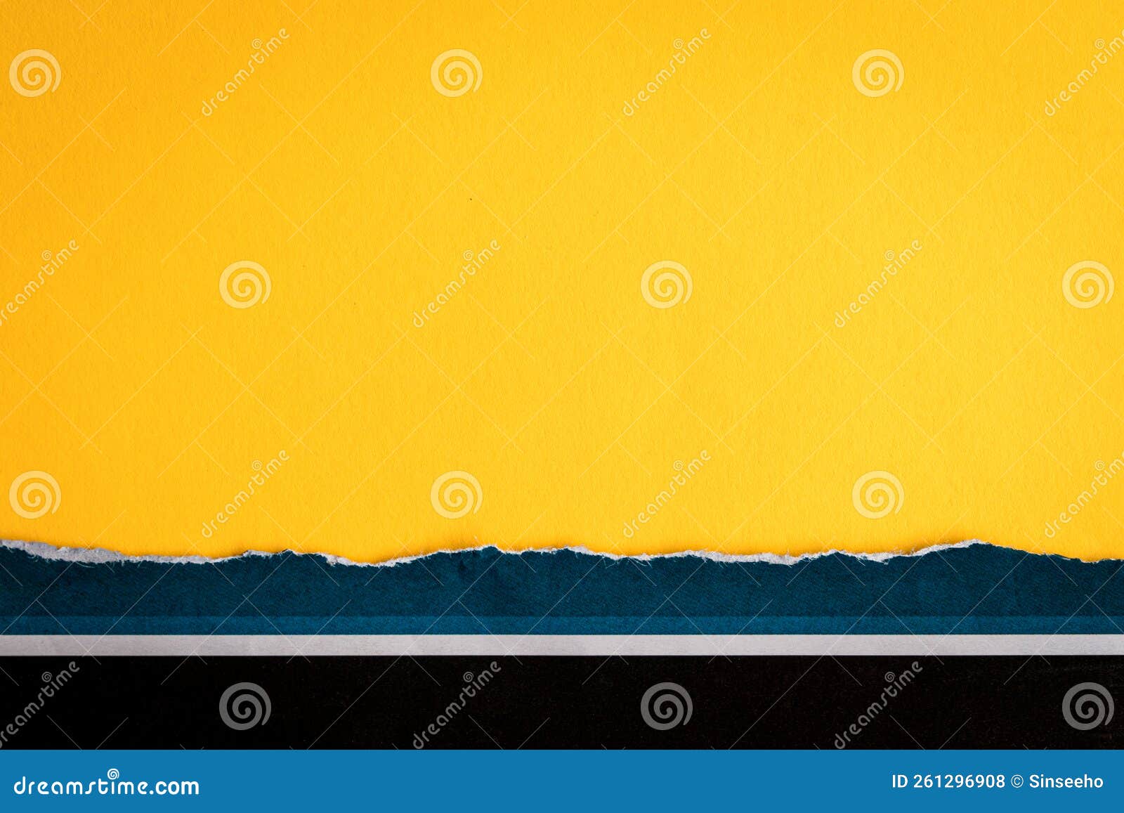 Torn Half Sheet Blue and Black with White Stripe Paper Horizontal on ...