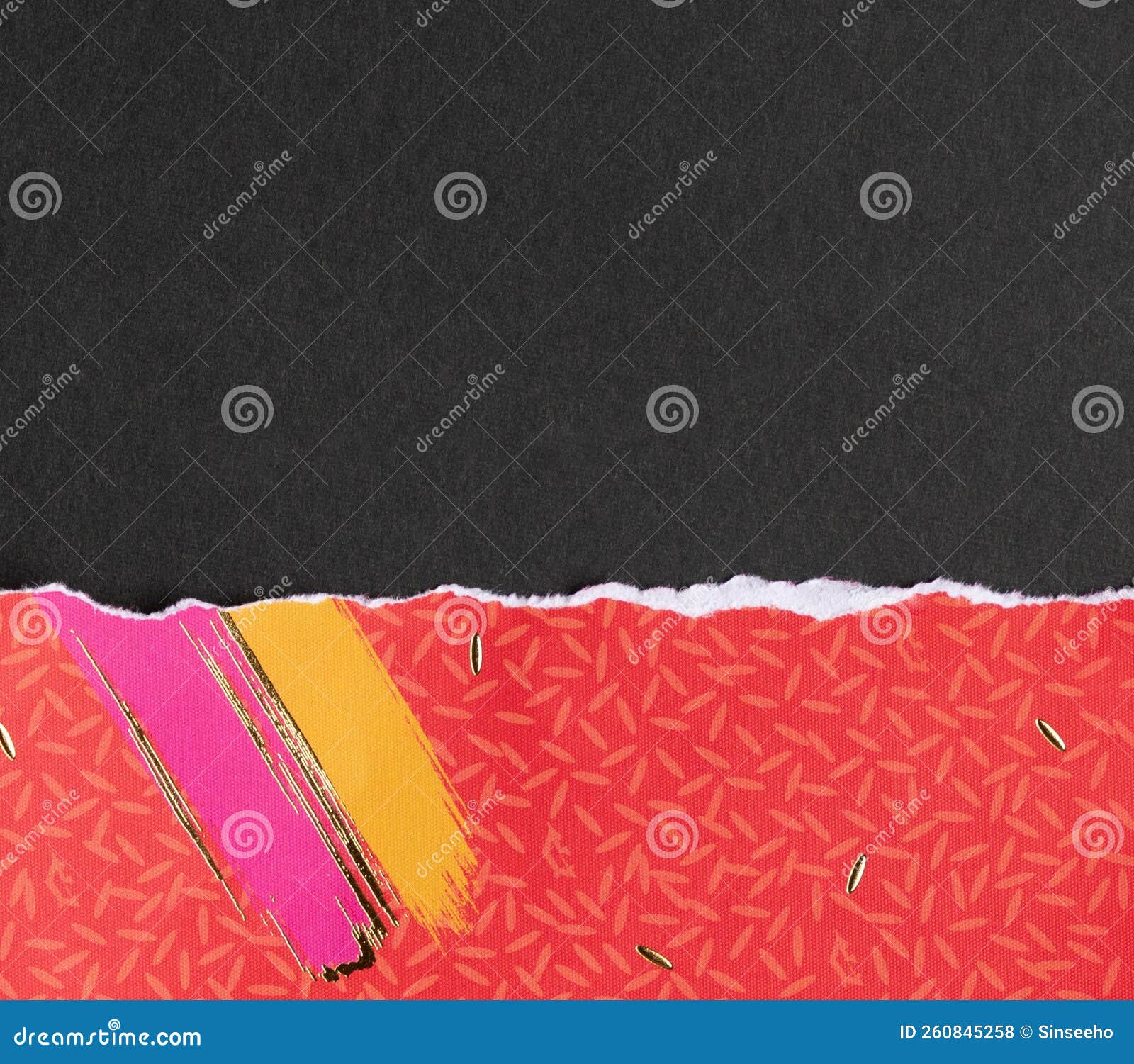 Torn Half Sheet of Red with Patterns on Top of Black Paper Stock Photo ...