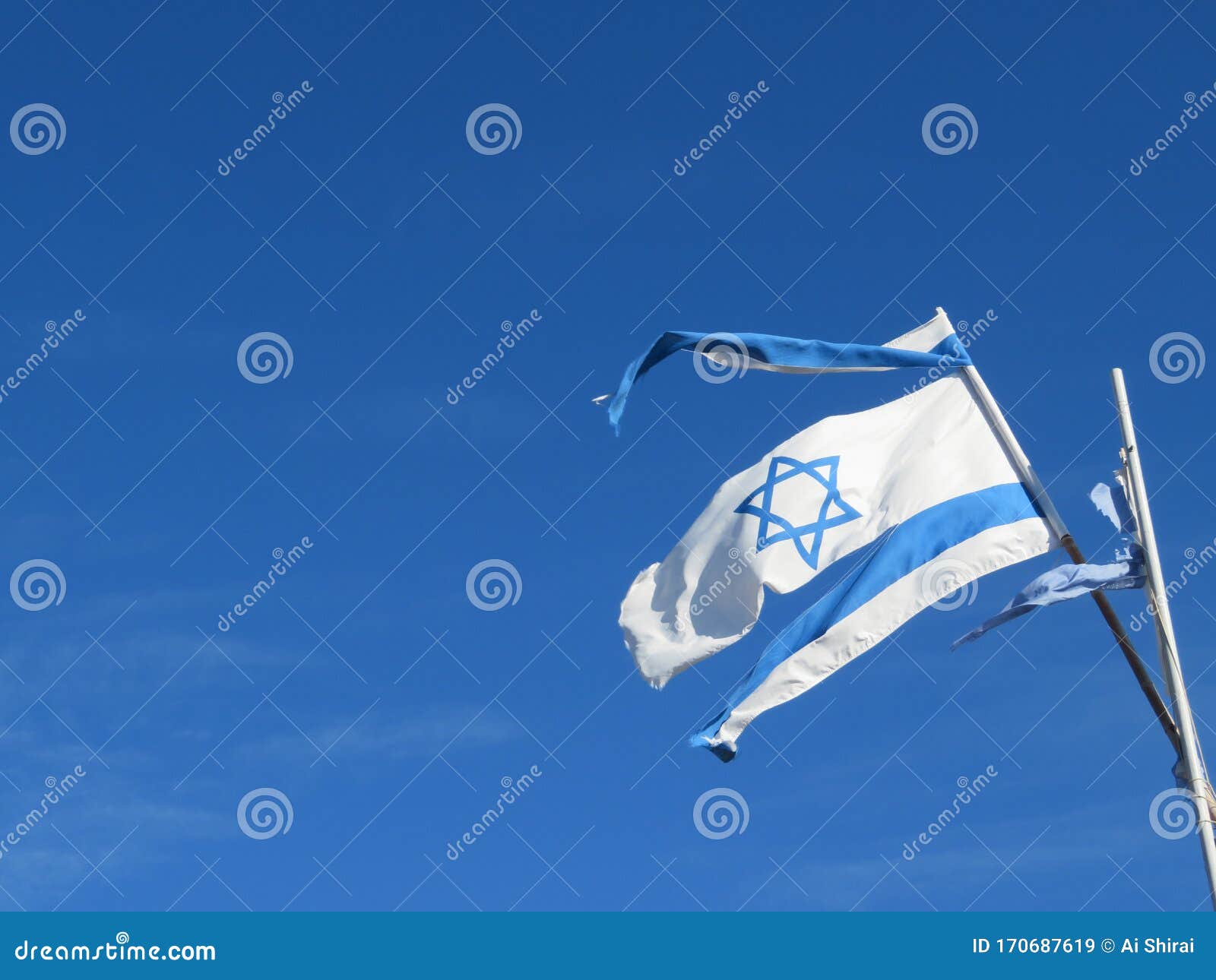 Torn Israeli Flag in Blue Sky Stock Image - Image of israeli, nation ...