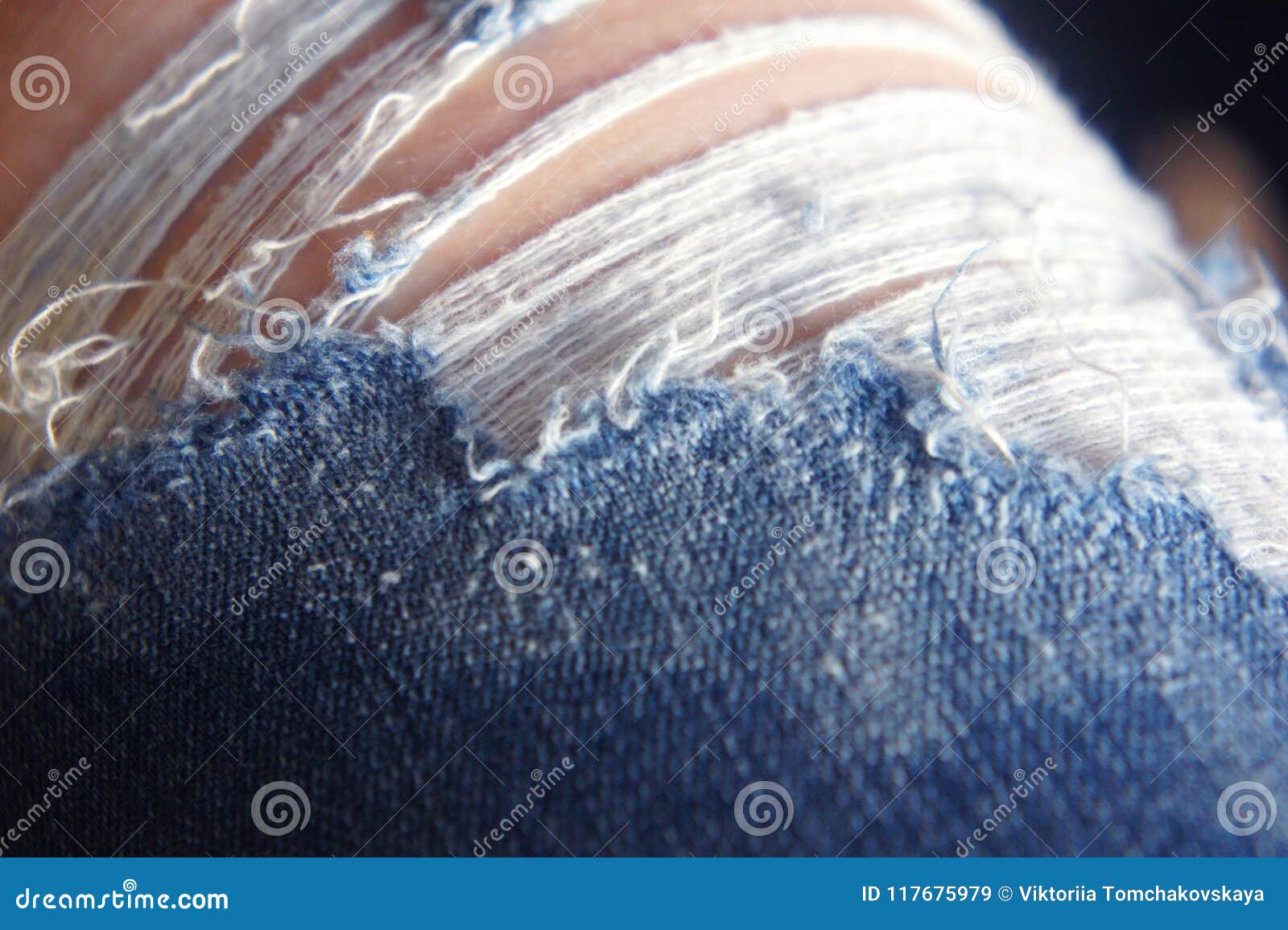 Holes on Jeans, Threads Stick Out Blue Jeans Worn Out, Torn Jeans on ...