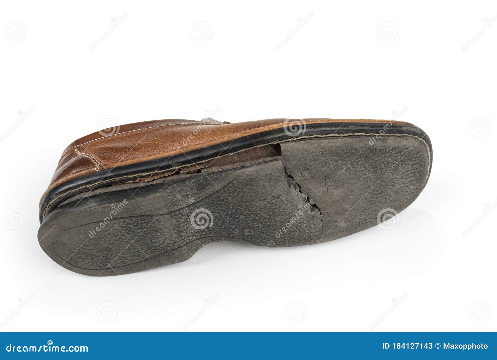 Torn Leather Shoes on a White Background Stock Image - Image of white ...
