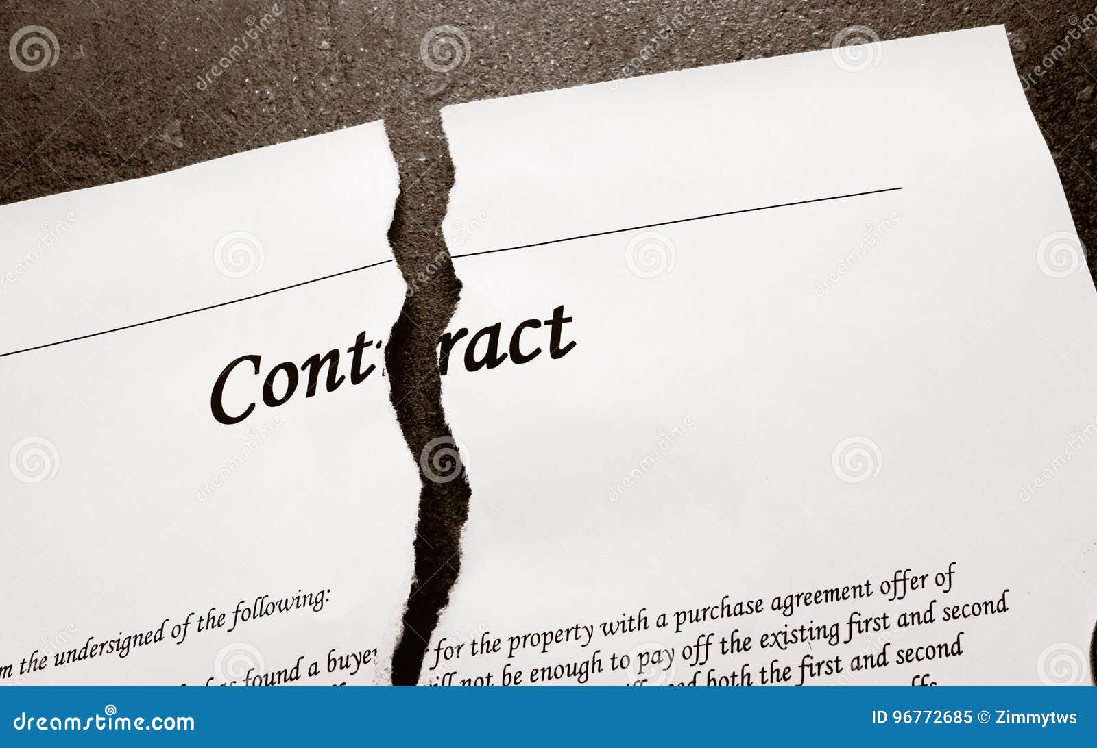 Torn Contract In Hands. Terminated Agreement Concept. Ripping Paper ...