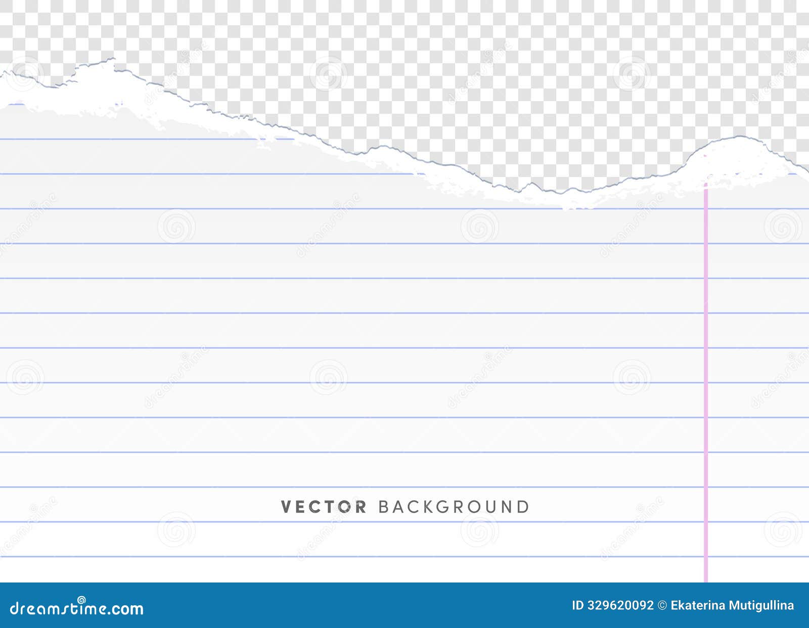 Torn Lined Paper Vector Background. Horizontal Empty Ripped Sheet of ...
