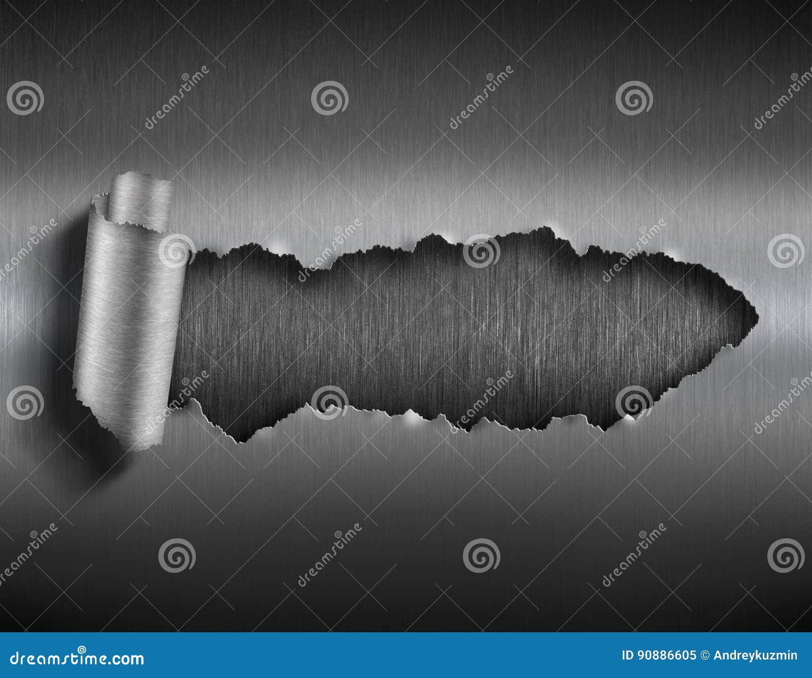 Torn Metal with Ripped Hole 3d Illustration Stock Image - Image of ...
