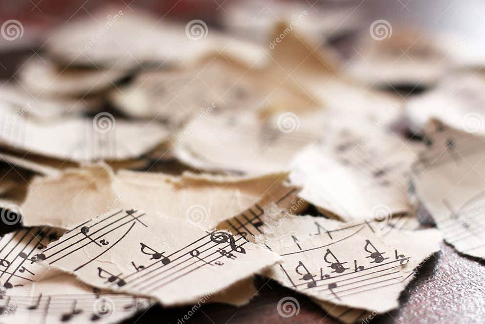 Torn Musical Notes, Pieces of Paper Stock Image - Image of occasion ...