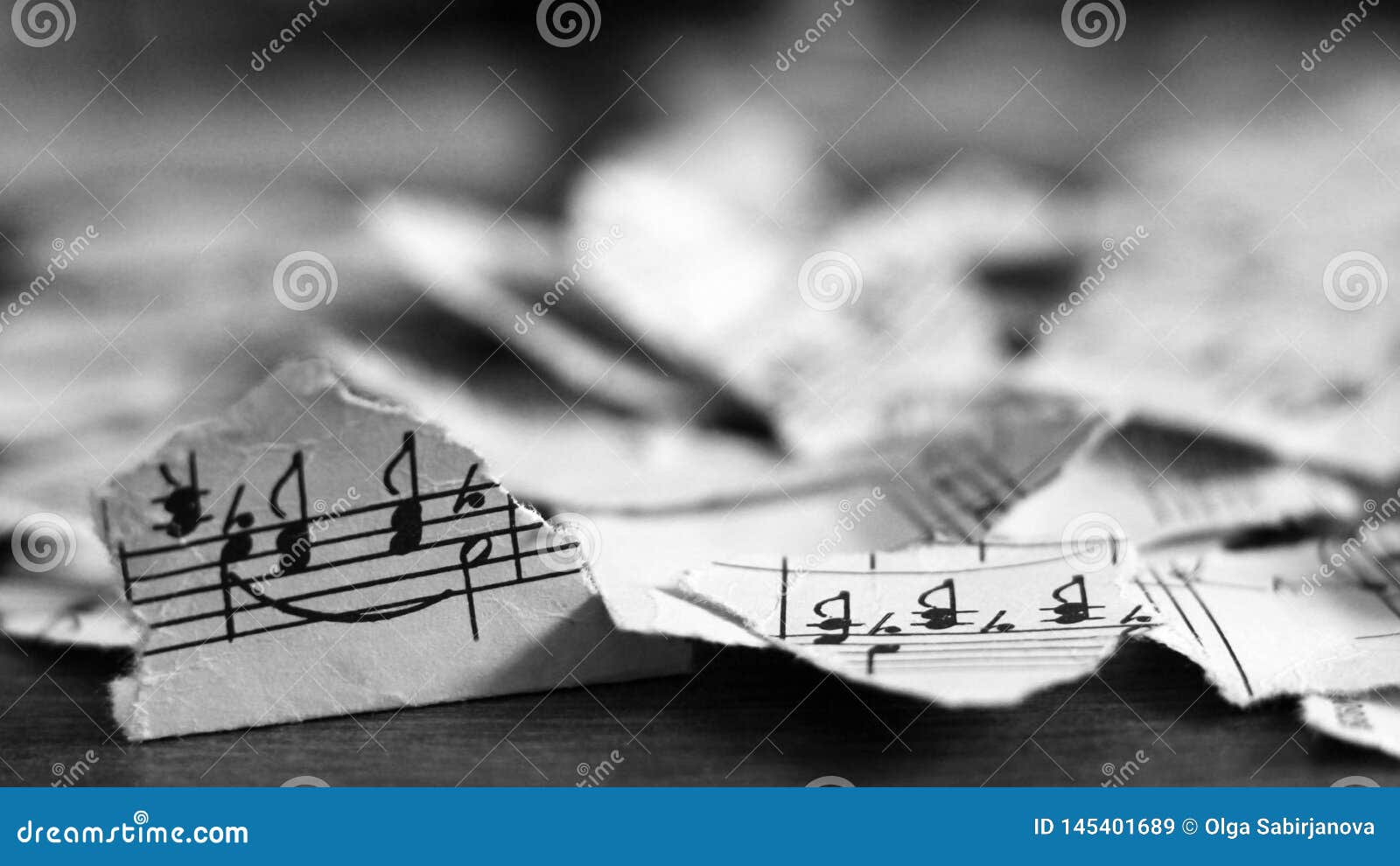 Torn Musical Notes, Pieces of Paper Stock Image - Image of bass, aged ...