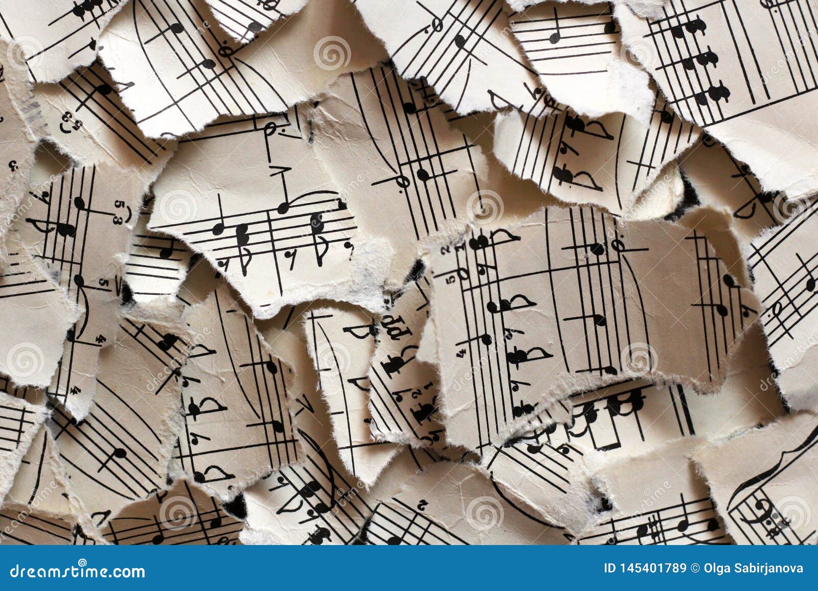 Torn Musical Notes, Pieces of Paper Top View Stock Image - Image of ...