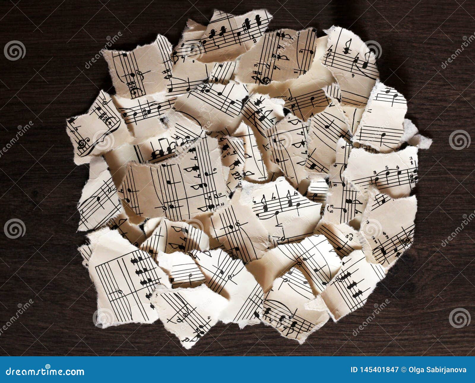 Torn Musical Notes, Pieces of Paper for Background Stock Image - Image ...