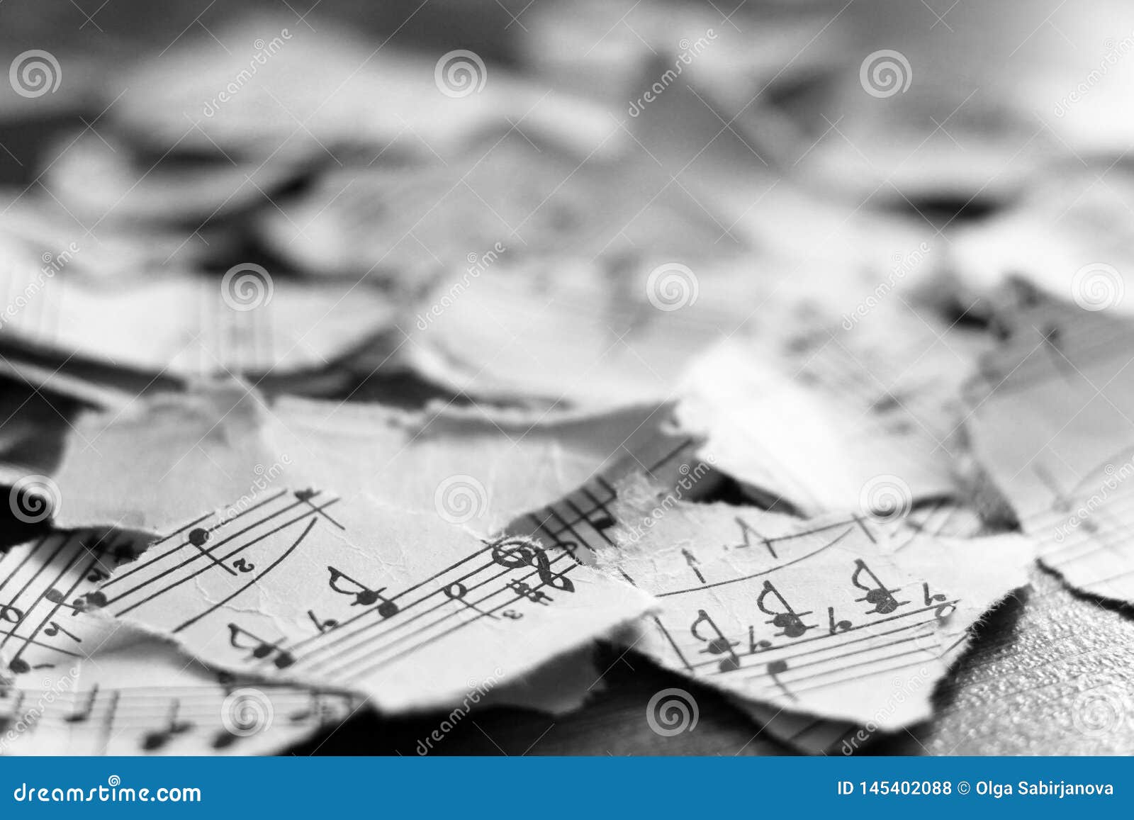 Torn Musical Notes, Pieces of Paper Stock Photo - Image of compose ...