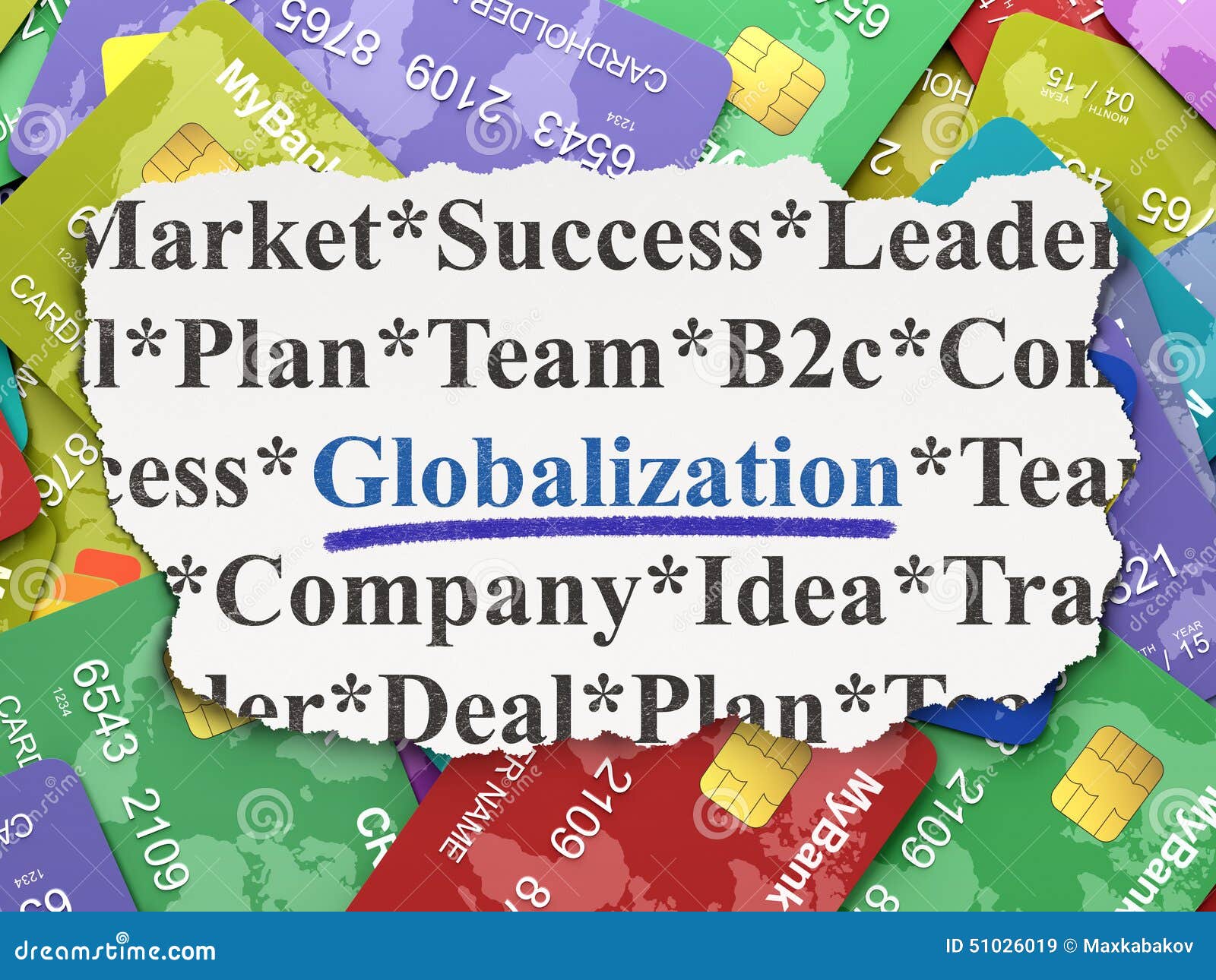 Torn Newspaper with Words Globalization on Credit Stock Image - Image ...