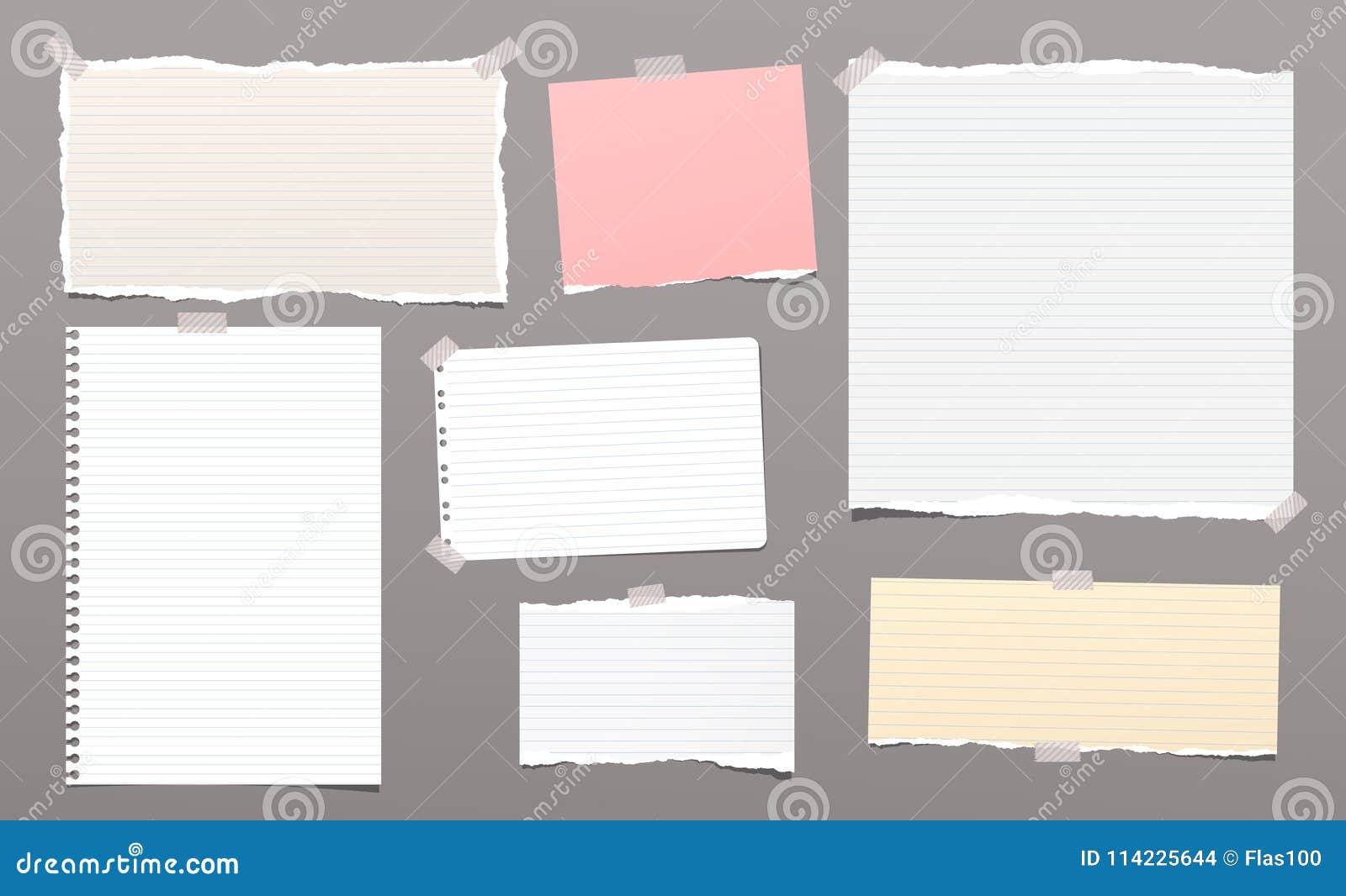 Torn Note, Notebook Paper Pieces for Text Stuck on Dark Gray Background ...