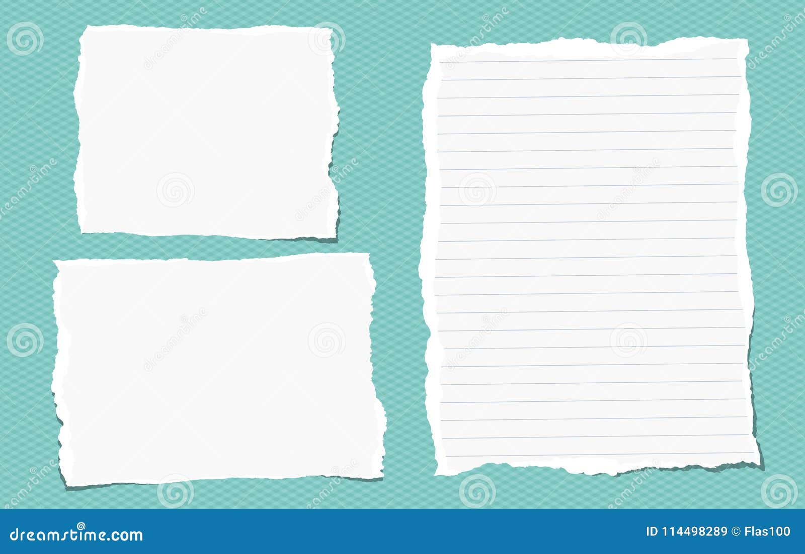 Torn Note, Notebook Paper Pieces for Text Stuck on Turquoise Square ...