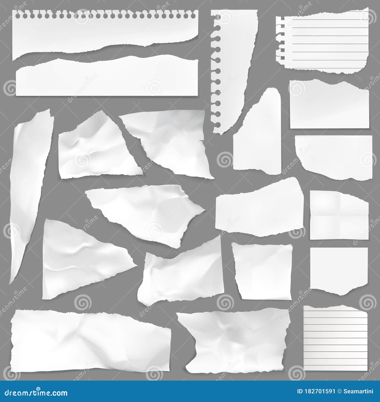 Torn Note Paper Scraps, Ripped Blank Pieces Stock Vector - Illustration ...