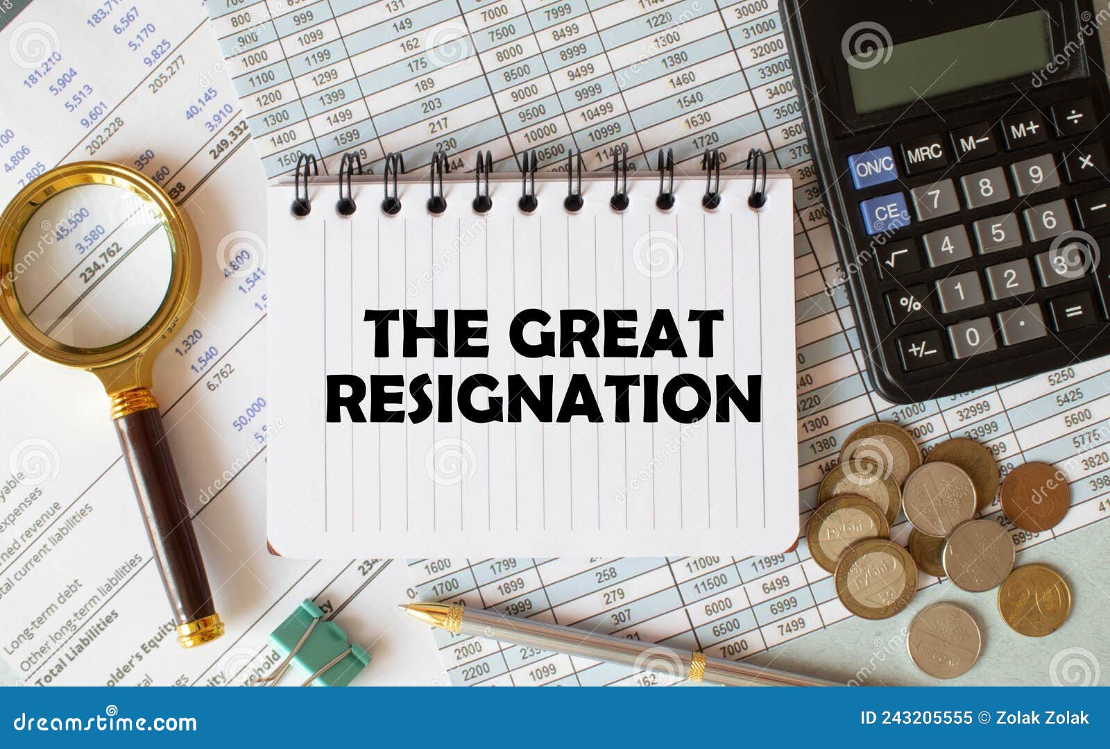 Torn Notebook Paper on Gray Copy Space Background with Text the GREAT ...