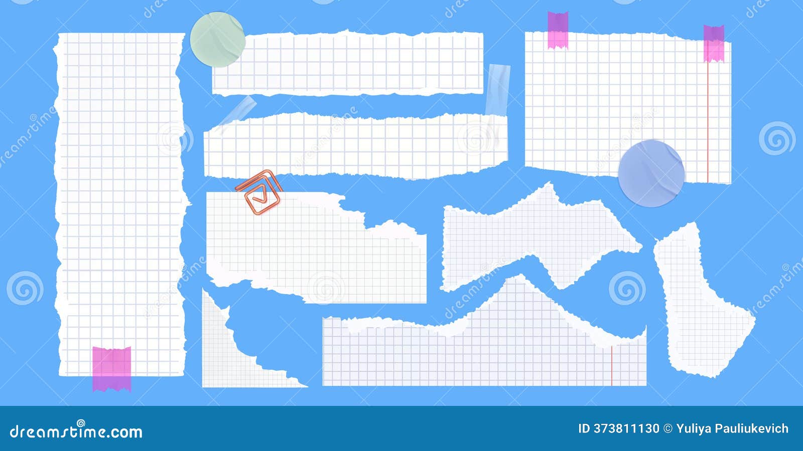 Torn Notebook Grid Paper, Bold Colors, Abstract Geometry Stickers ...