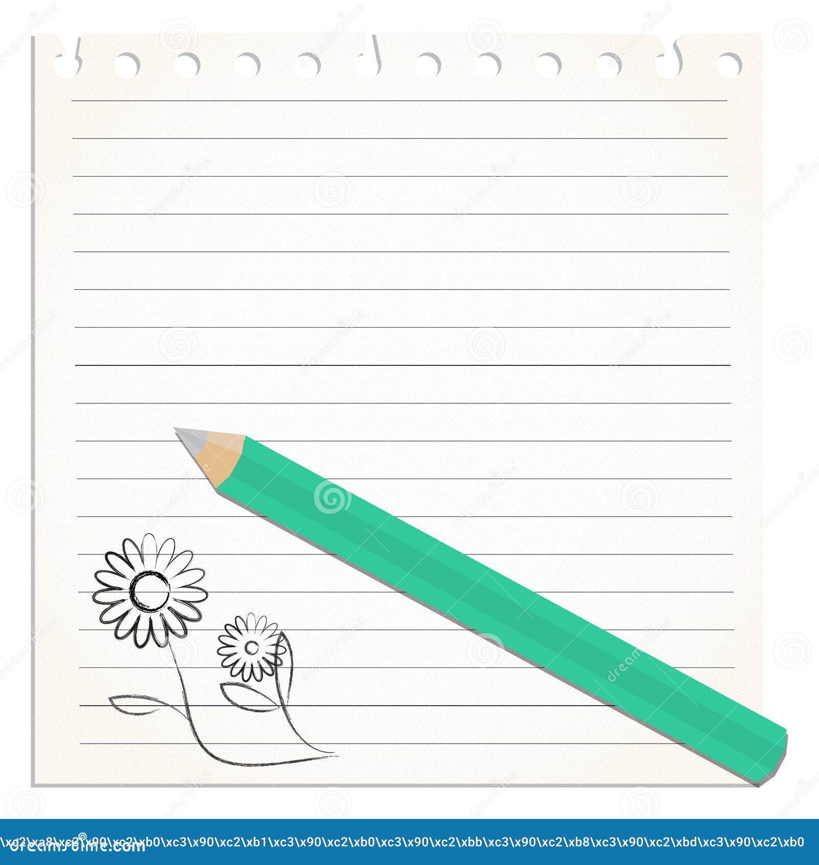 Torn from a Notepad Page with Pencil and Pencil Drawing Stock Vector ...