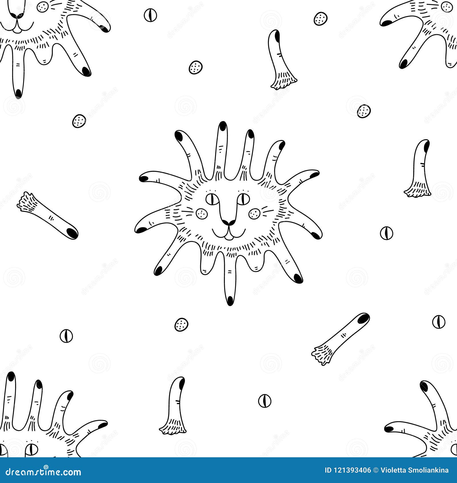 Torn Off Finger Seamless Doodle Vector Tattoo Pattern Stock Vector ...