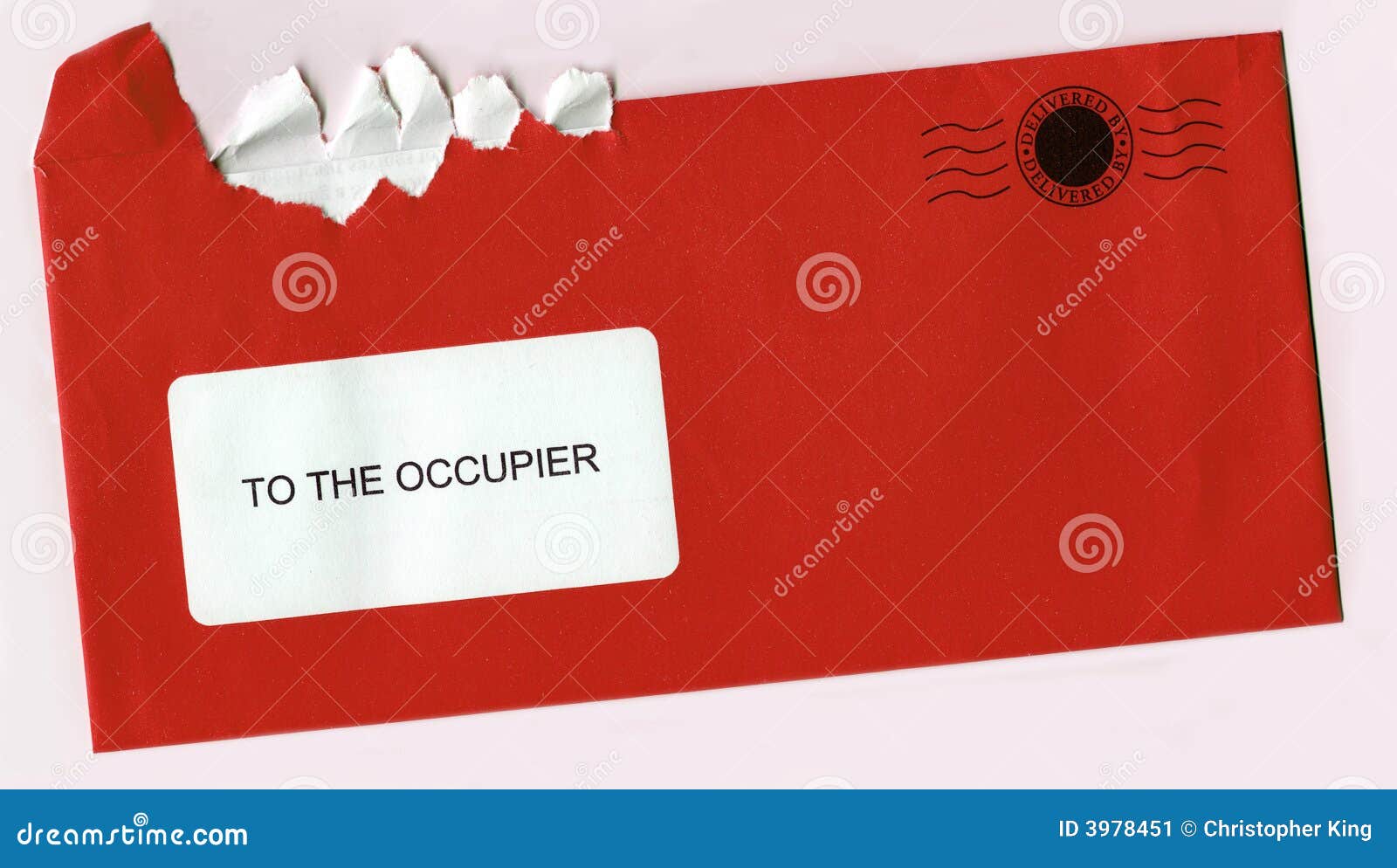 Torn Open Envelope with Post Stamp - Red Letter Stock Image - Image of ...