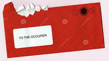 Torn Open Envelope with Post Stamp - Red Letter Stock Image - Image of ...