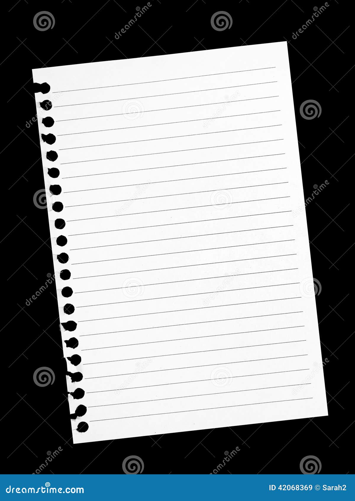 Torn Page from Ringbound Notebook. Background. Lined Paper Isolated on ...