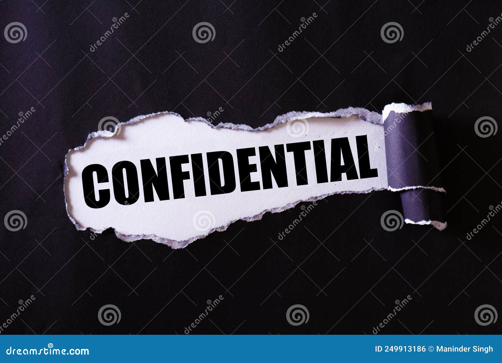 Top View of Black Torn Paper and the Confidential on a White Background ...