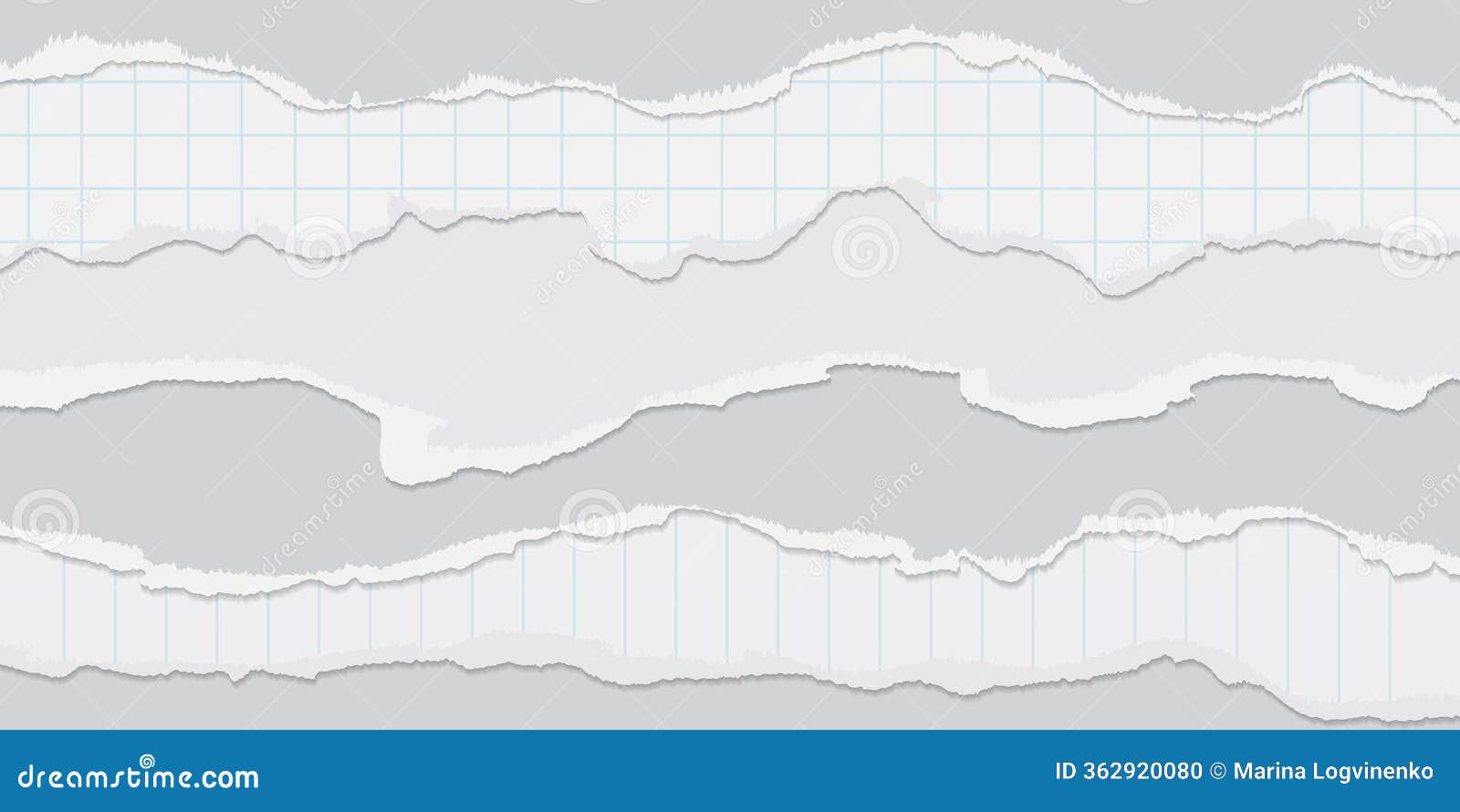 Torn Paper Background. Horizontal Shredded Pieces of White, Squared and ...