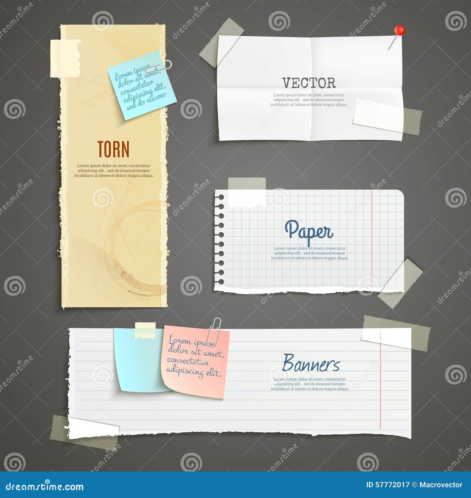 Torn Paper Banner Set stock vector. Illustration of frame - 57772017