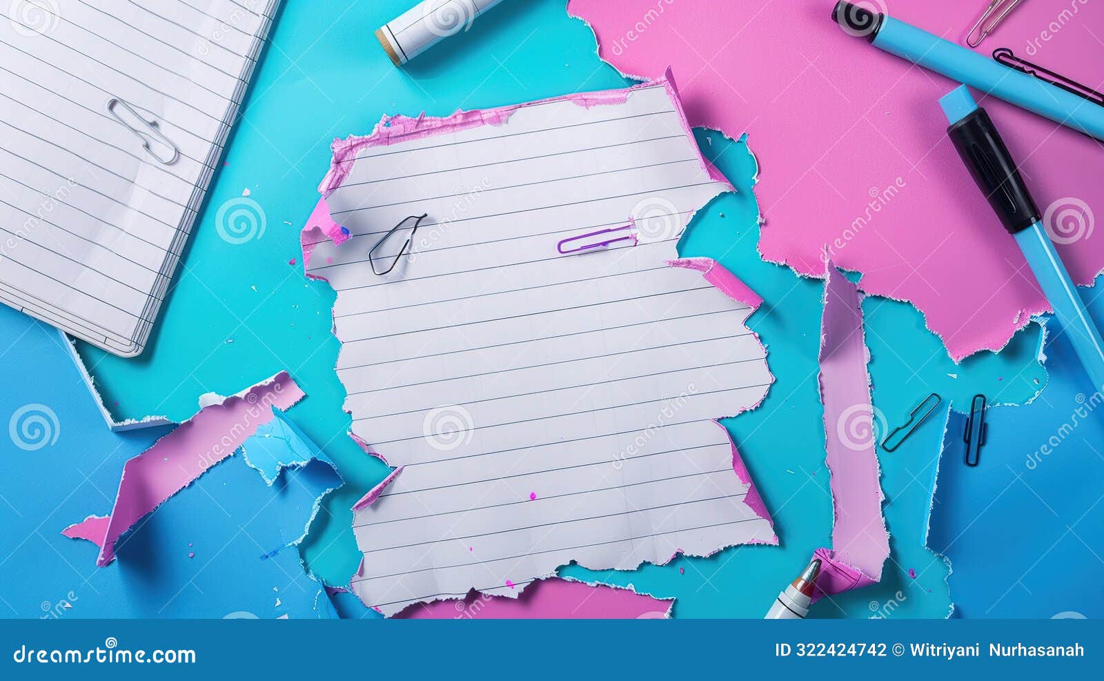 Torn Paper on Blue Background Stock Illustration - Illustration of ...