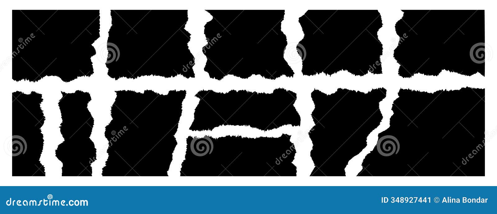 Torn Paper Borders Creating Nine Empty Black Ripped Square Frames Stock ...