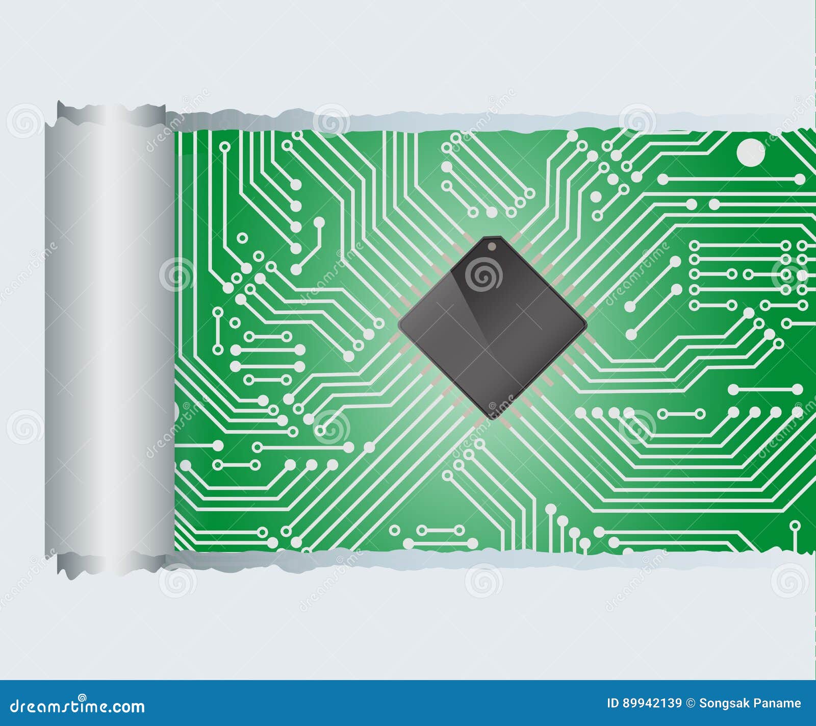 Torn Paper With Circuit Board Cartoon Vector | CartoonDealer.com #89942139