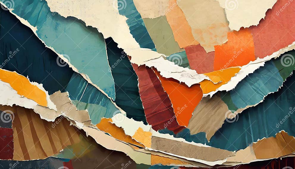Torn Paper Collage Effect Background Stock Illustration - Illustration ...