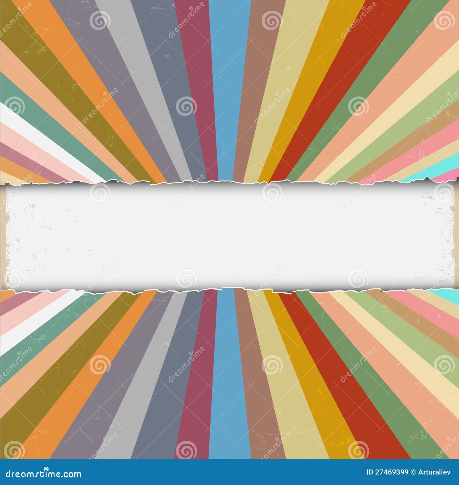 Torn Paper with Colorful Retro Rays Stock Vector - Illustration of ...
