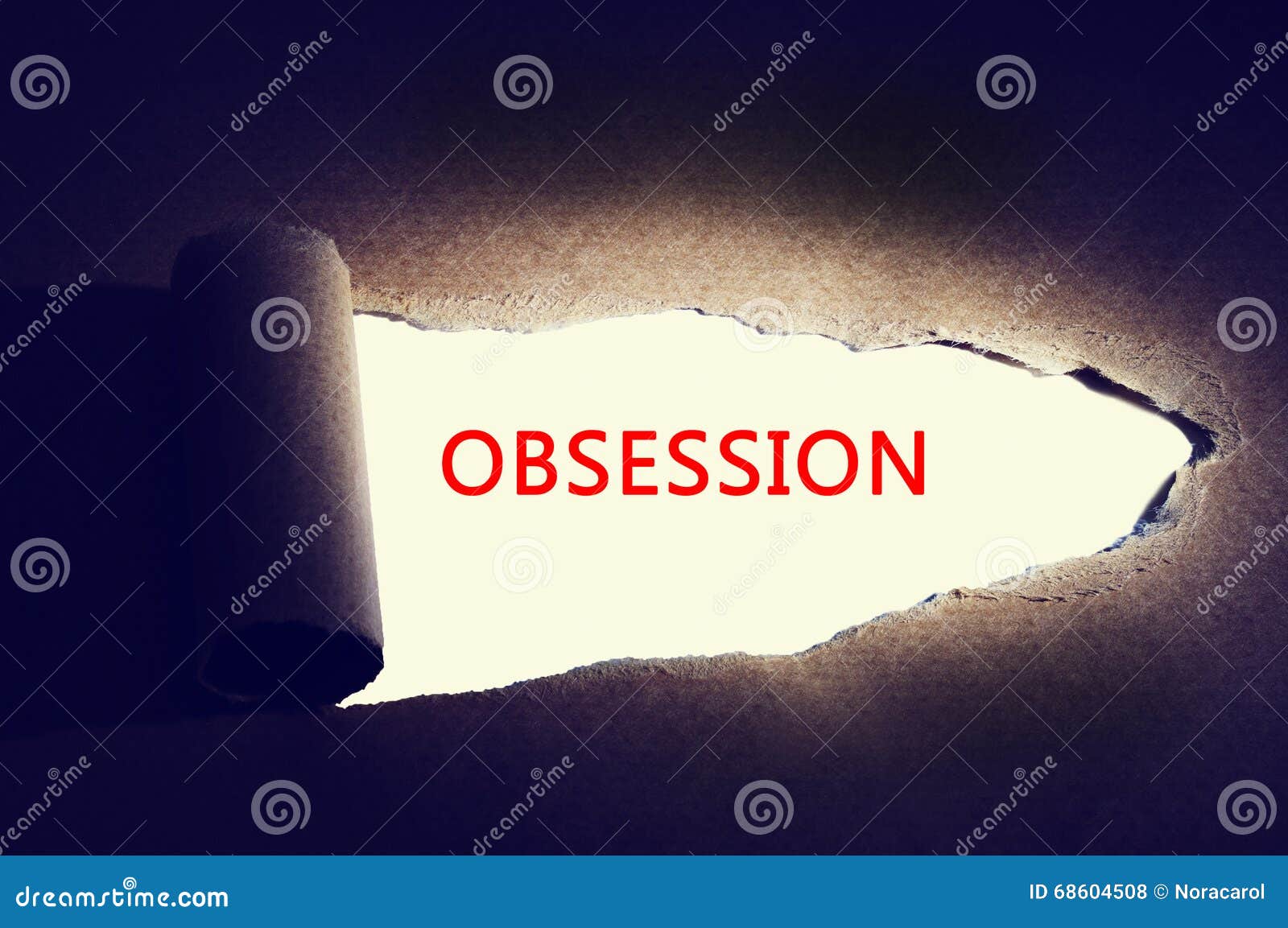 Torn Paper Concept with Obsession Word Stock Photo - Image of light ...