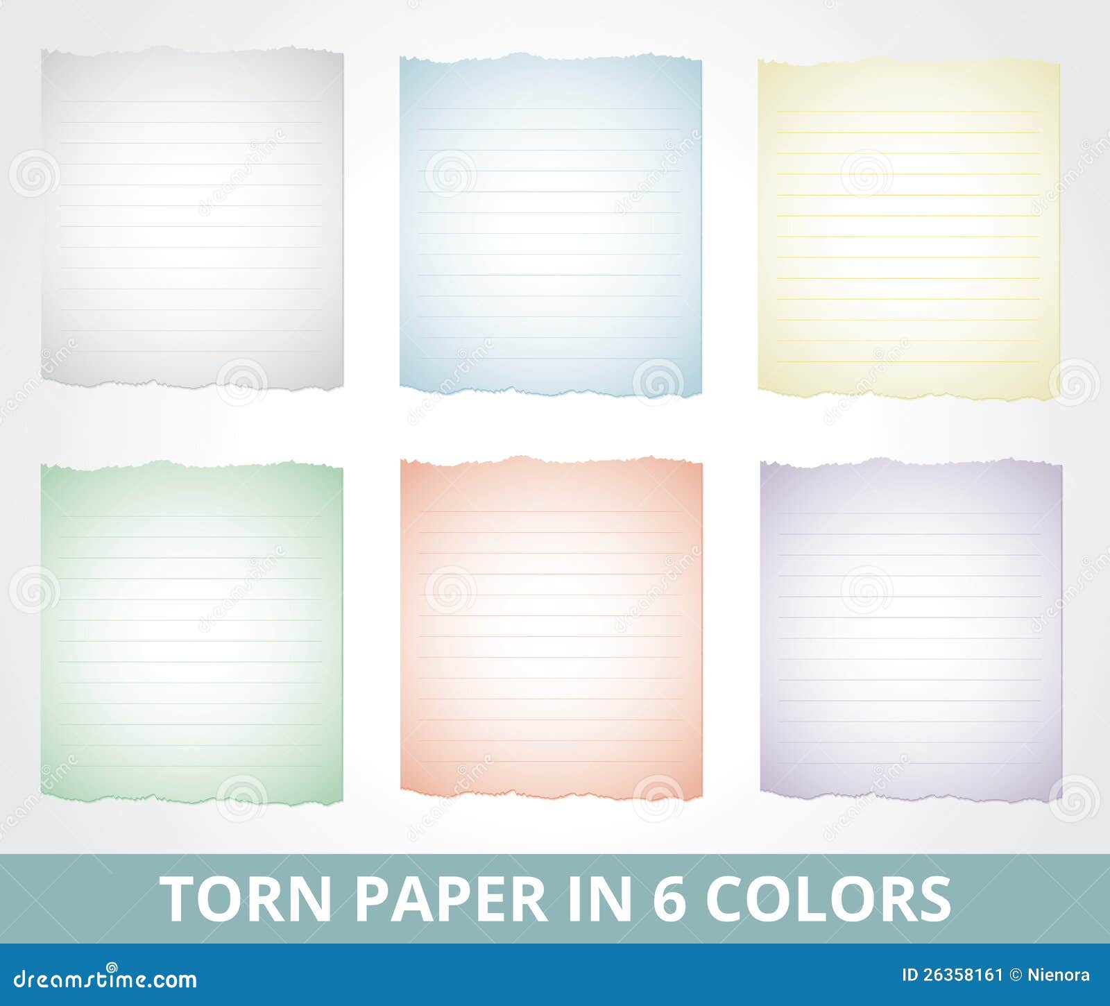 Collection Of Torn Ripped Paper Notes Sheets Vector Illustration ...