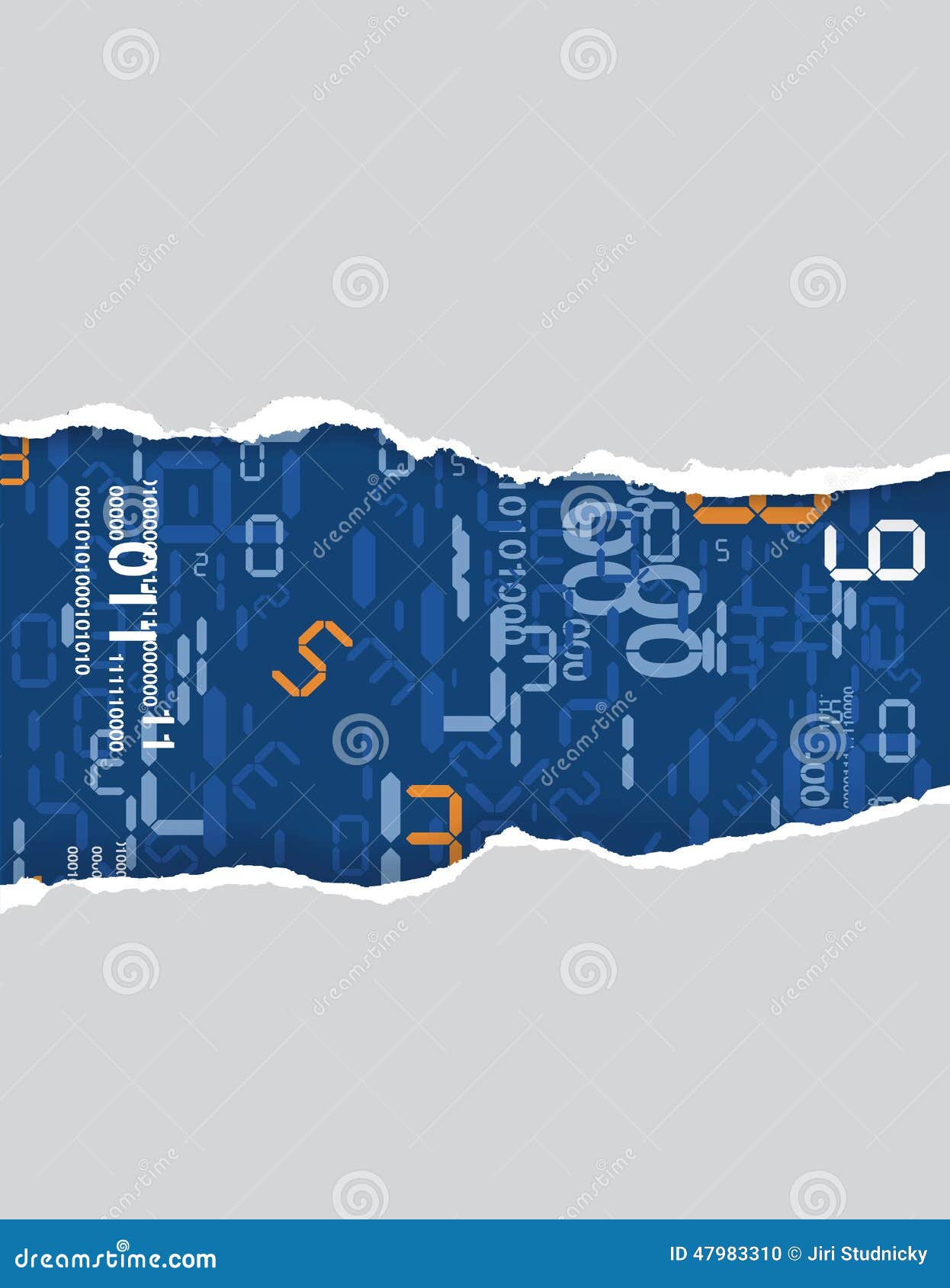 Torn Paper with Digital Numbers Stock Vector - Illustration of binary ...