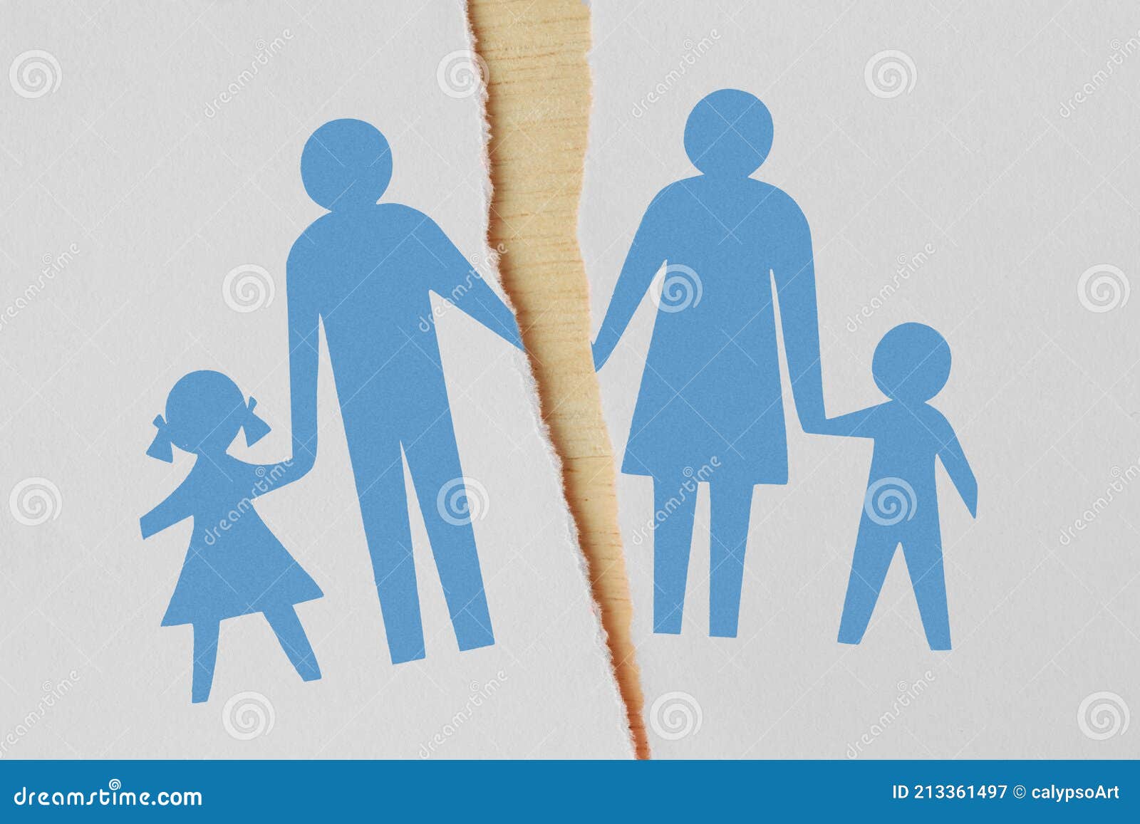 Torn Paper with Divorced Family Drawing - Divorce and Broken Family ...