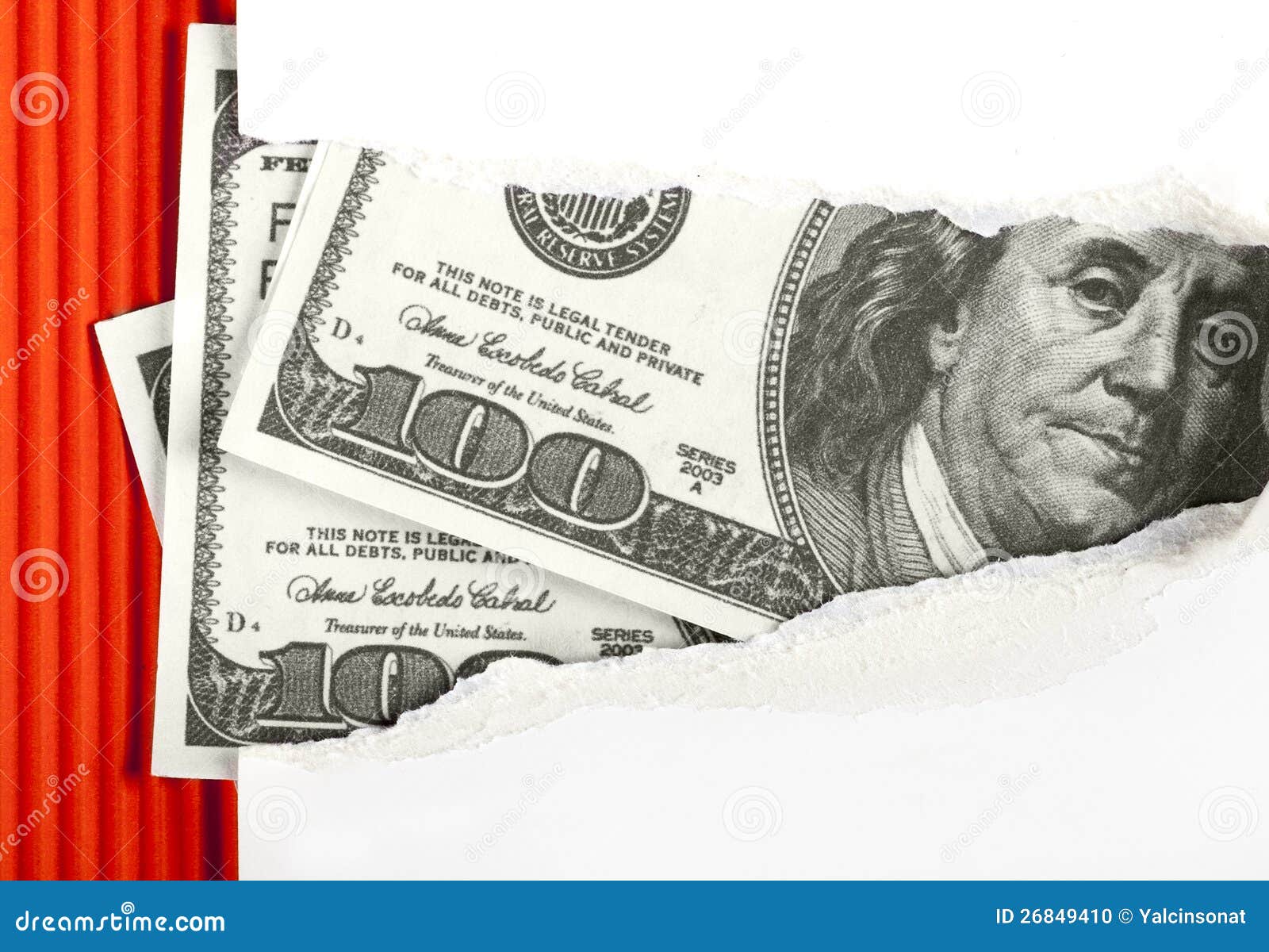 Torn paper and dollars stock photo. Image of empty, paper - 26849410